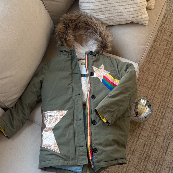 Mini Boden | Jackets & Coats | Boden Kids Green Coat With Fur Hood ...